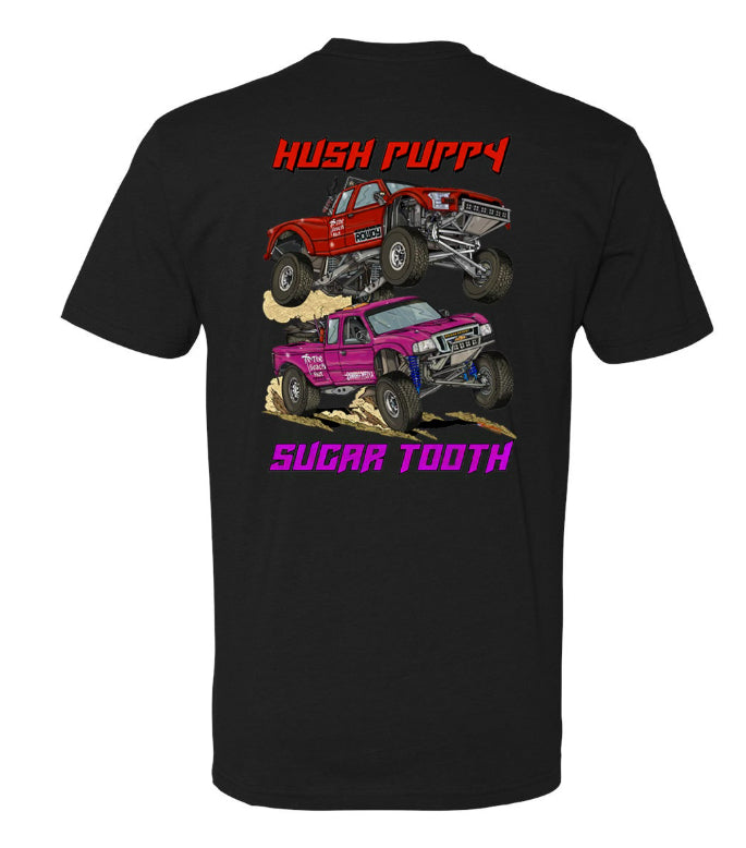 Hush puppy X Sugartooth tee – Runnin Rowdy